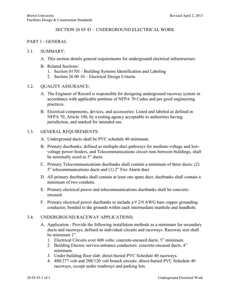SECTION 26 05 43 – UNDERGROUND