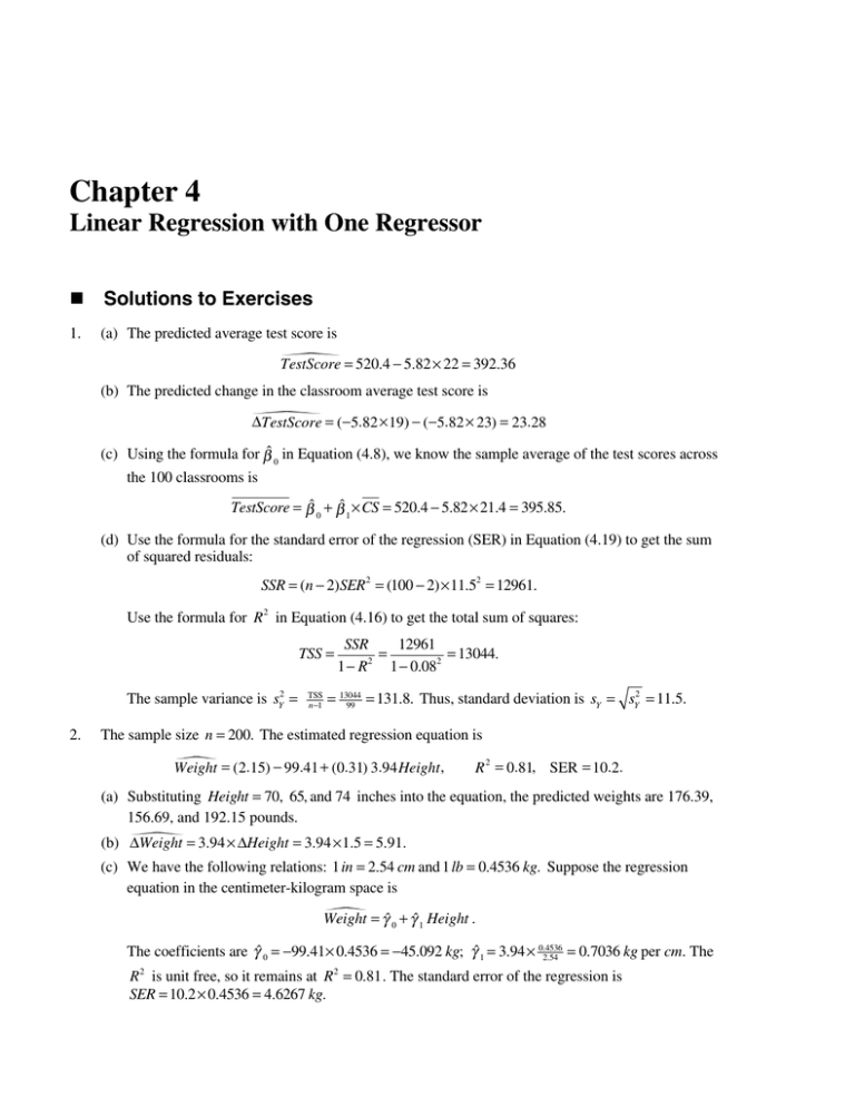Linear Regression Exercises & Solutions