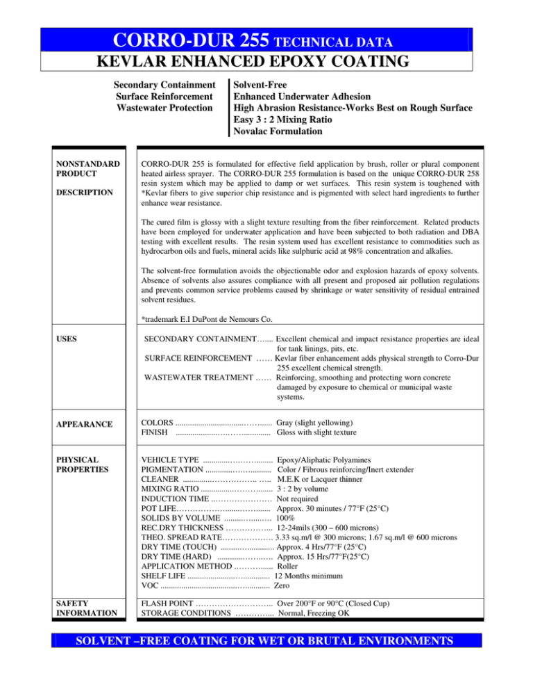 corro-dur 255 technical data