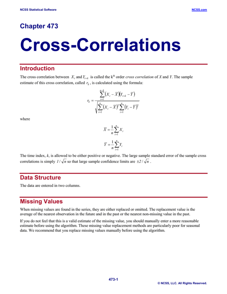 Cross-Correlations in NCSS Statistical Software