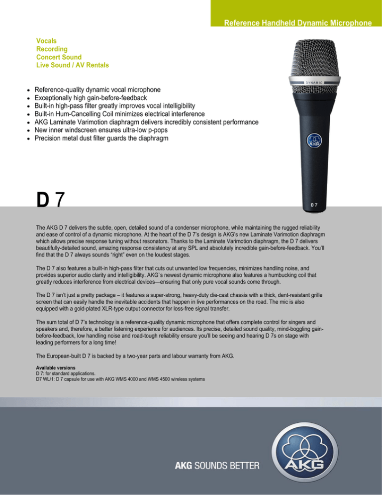 Reference Handheld Dynamic Microphone