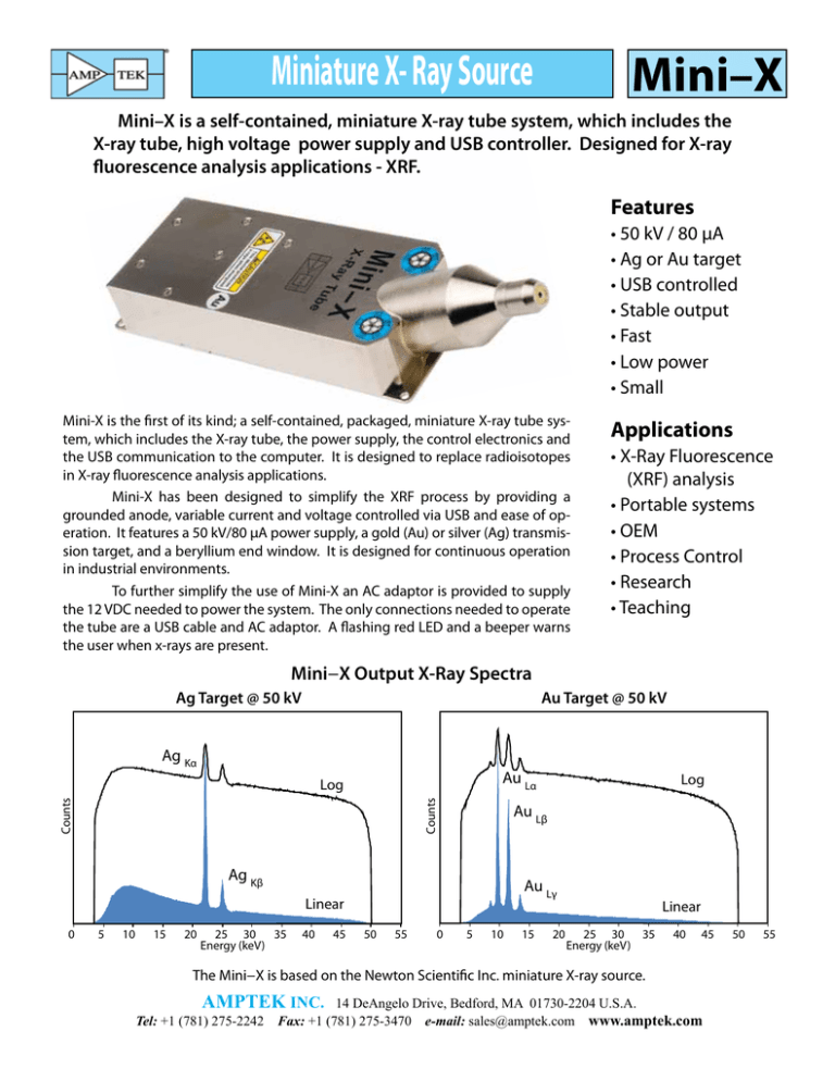 Mini-X Miniature X-Ray Tube Specifications