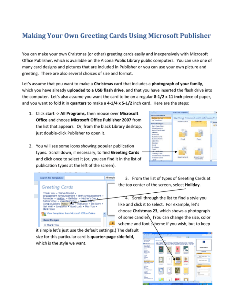Making Your Own Greeting Cards Using Microsoft Publisher
