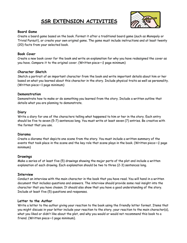 SSR Extension Activities: Creative Book Projects