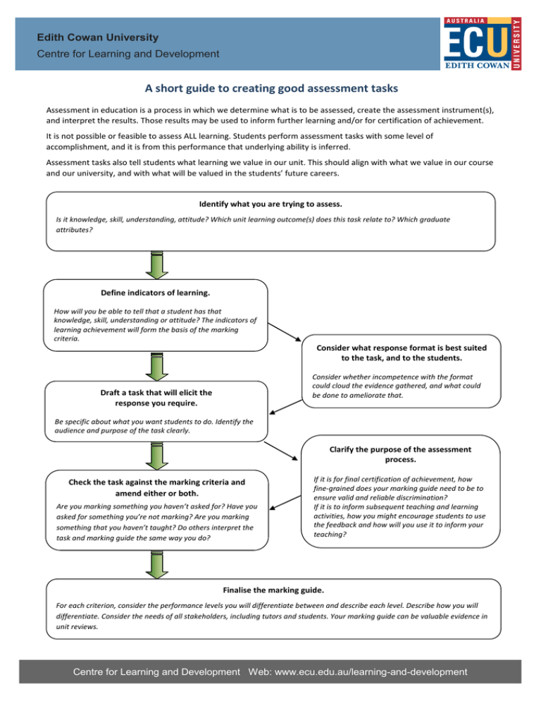 A short guide to creating good assessment tasks