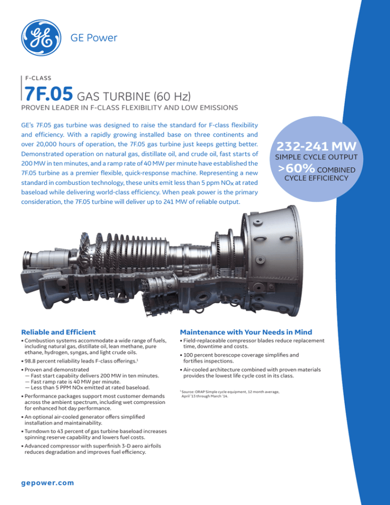GE 7F.05 Gas Turbine: F-Class Flexibility & Efficiency