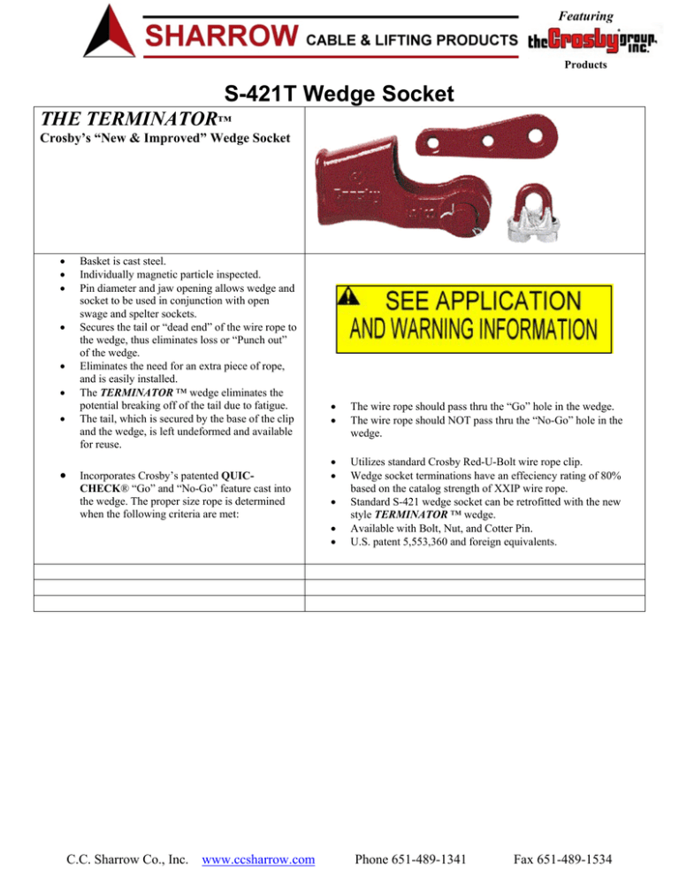 S-421T Wedge Socket - Sharrow Lifting Products