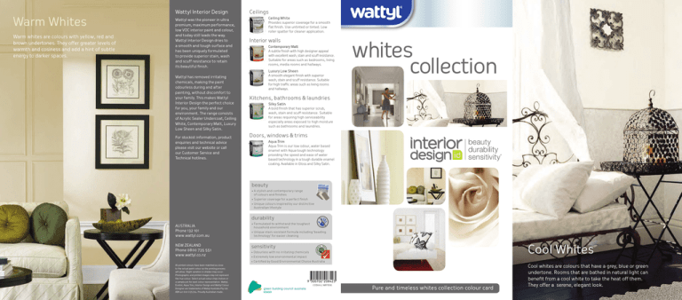 Wattyl Whites Collection: Interior Design Color Card