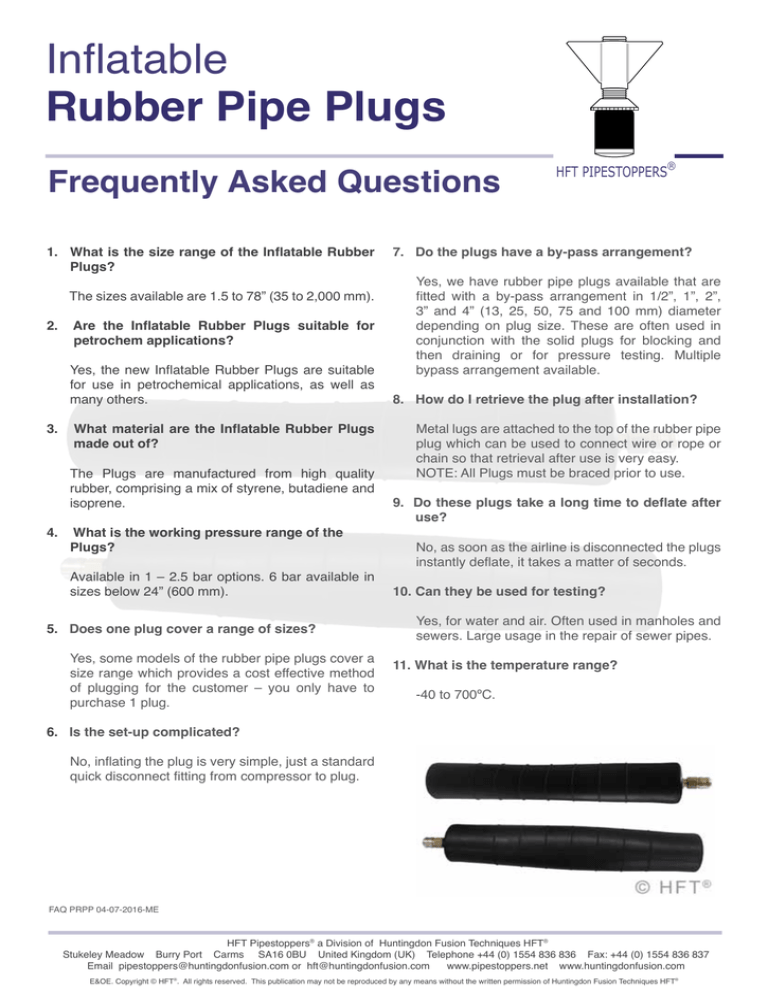 Inflatable Rubber Pipe Plugs