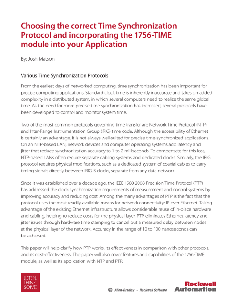 Choosing The Correct Time Synchronization Protocol