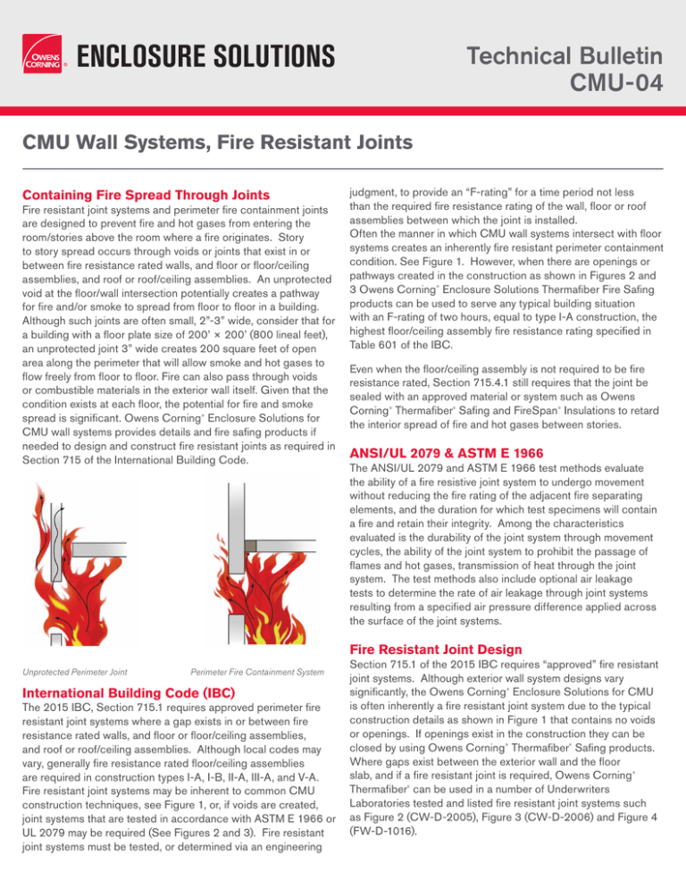 Owens Corning Enclosure Solutions CMU Perimeter Fire