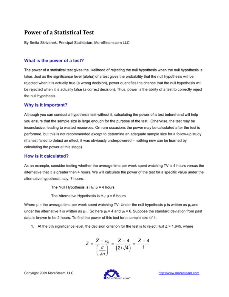 Power of a Statistical Test