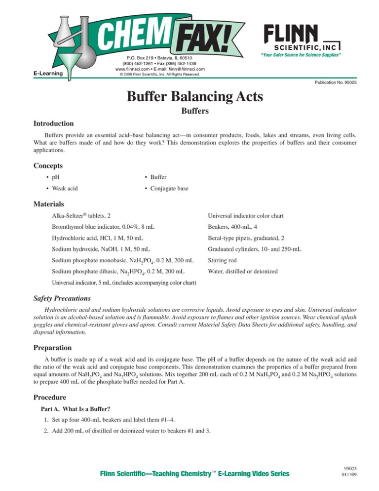 Buffer Balancing Acts Chemistry Lab Protocol