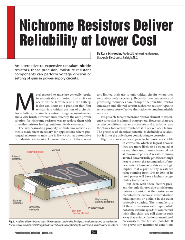 Nichrome Resistors Deliver Reliability at Lower
