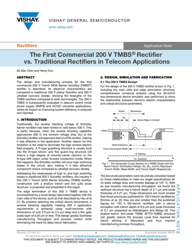 200V TMBS Rectifier in Telecom Applications: Vishay Note