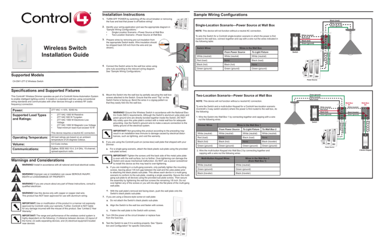 Wireless Switch Installation Guide
