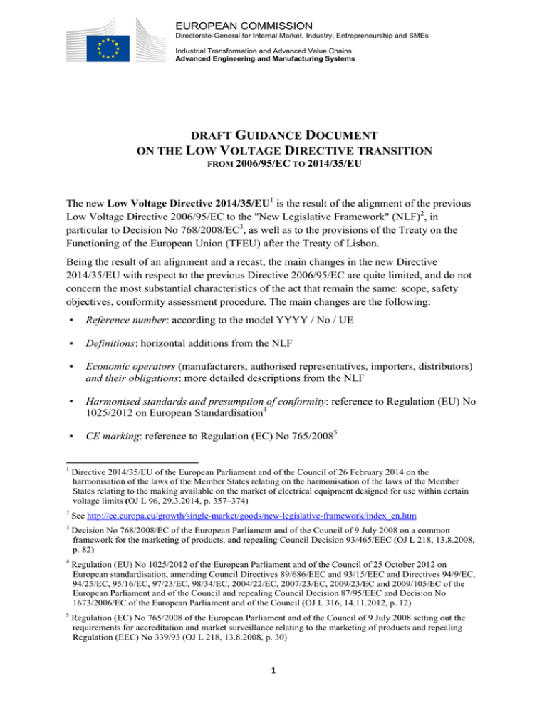 draft guidance document on the low voltage directive