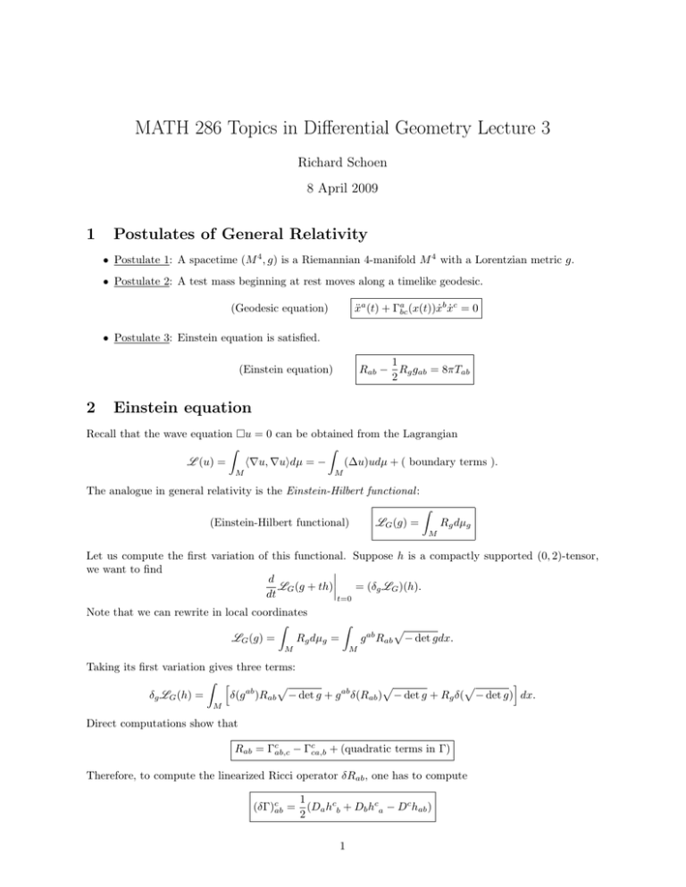 Postulates of General Relativity