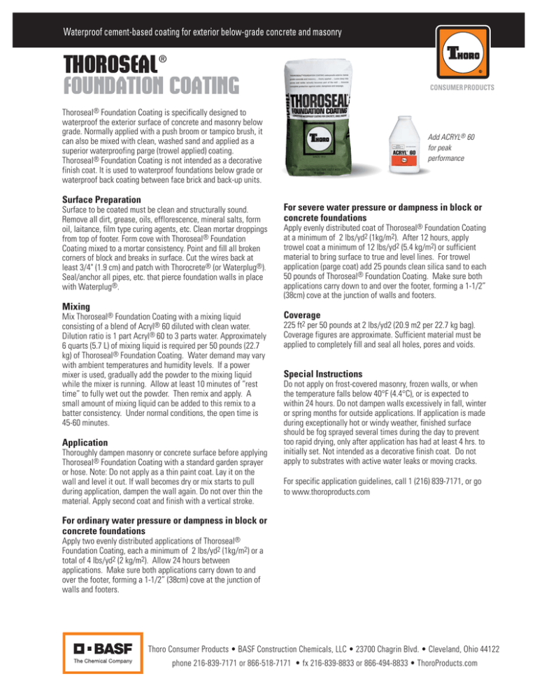 thoroseal® foundation coating - Thoro