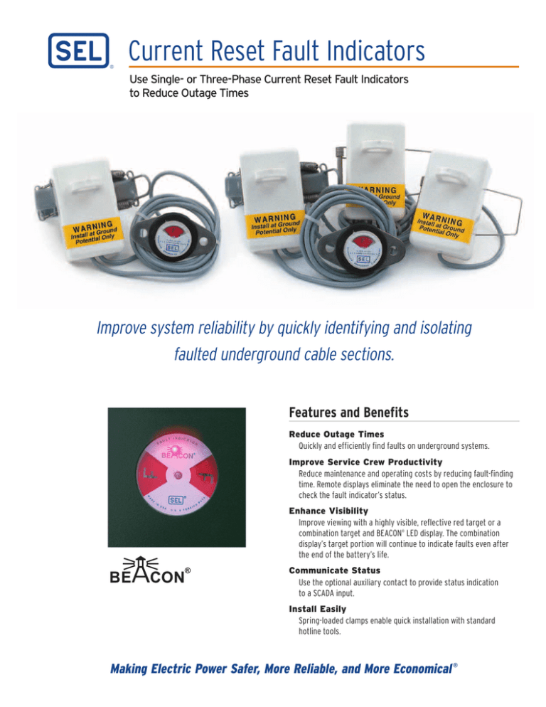 SEL Current Reset Fault Indicators Datasheet
