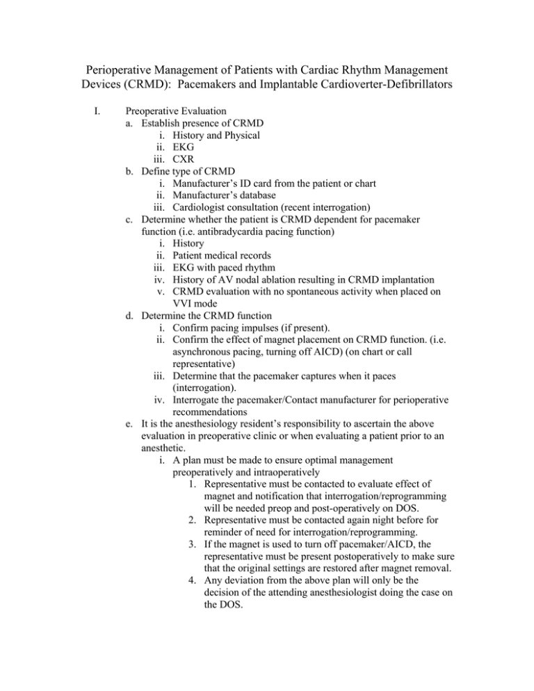 Perioperative Management of Patients with Cardiac Rhythm