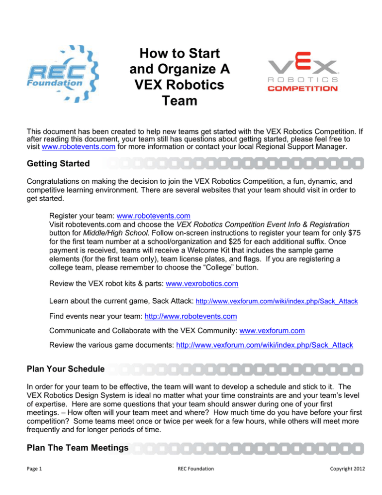 How to Start and Organize A VEX Robotics Team
