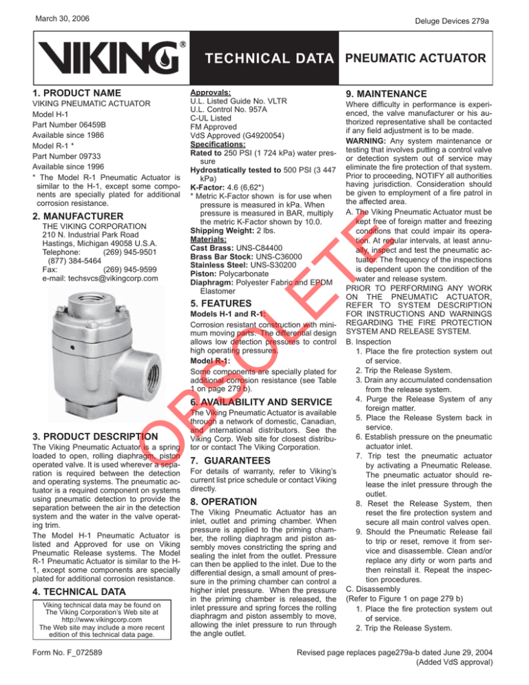 technical data - Viking Group Inc.