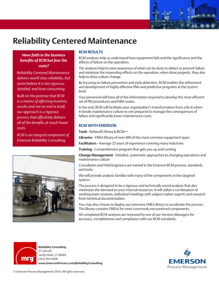 Reliability Centered Maintenance