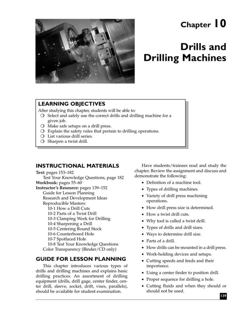 Drills & Drilling Machines: Chapter Overview