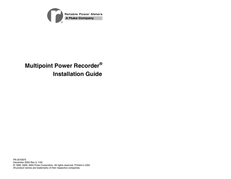 Multipoint Power Recorder Installation Guide