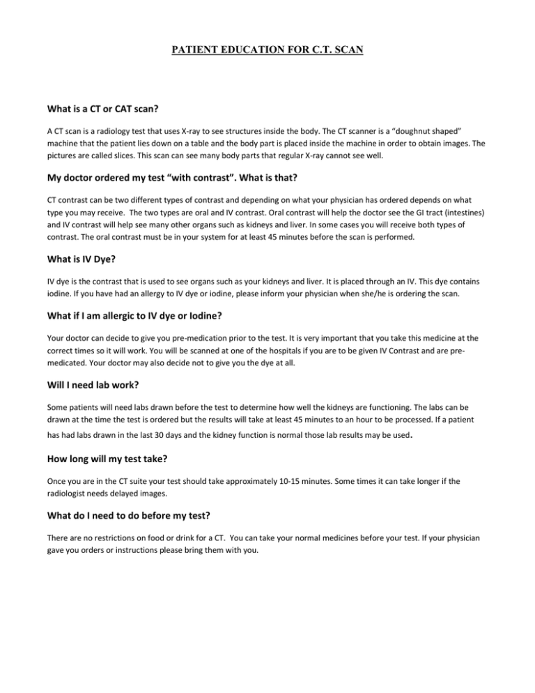 CT Scan Patient Education: What to Expect