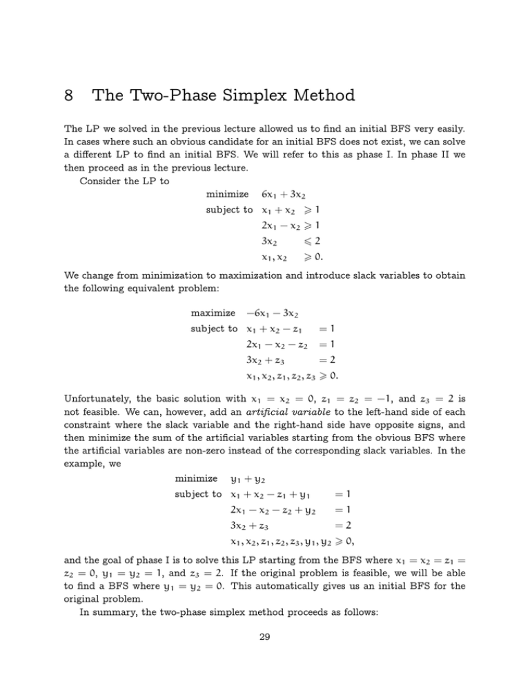 Two-Phase Simplex Method: Linear Programming