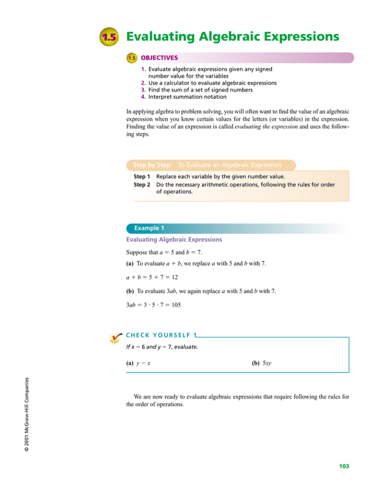 Evaluating Algebraic Expressions: Algebra Basics