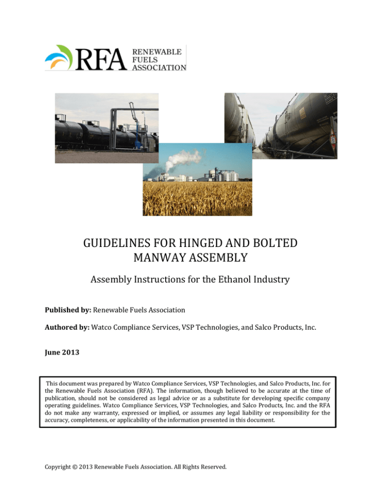 guidelines for hinged and bolted manway assembly