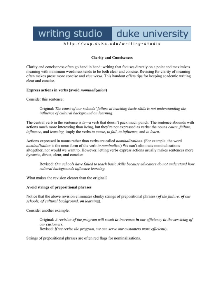 Clarity and Conciseness in Academic Writing