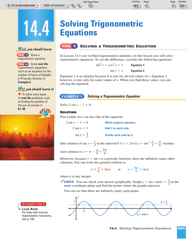 Solving Trigonometric Equations