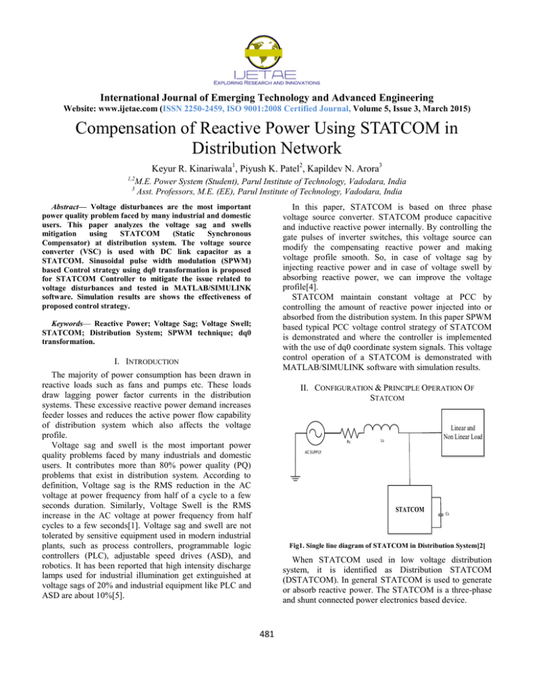 Compensation Of Reactive Power Using Statcom In