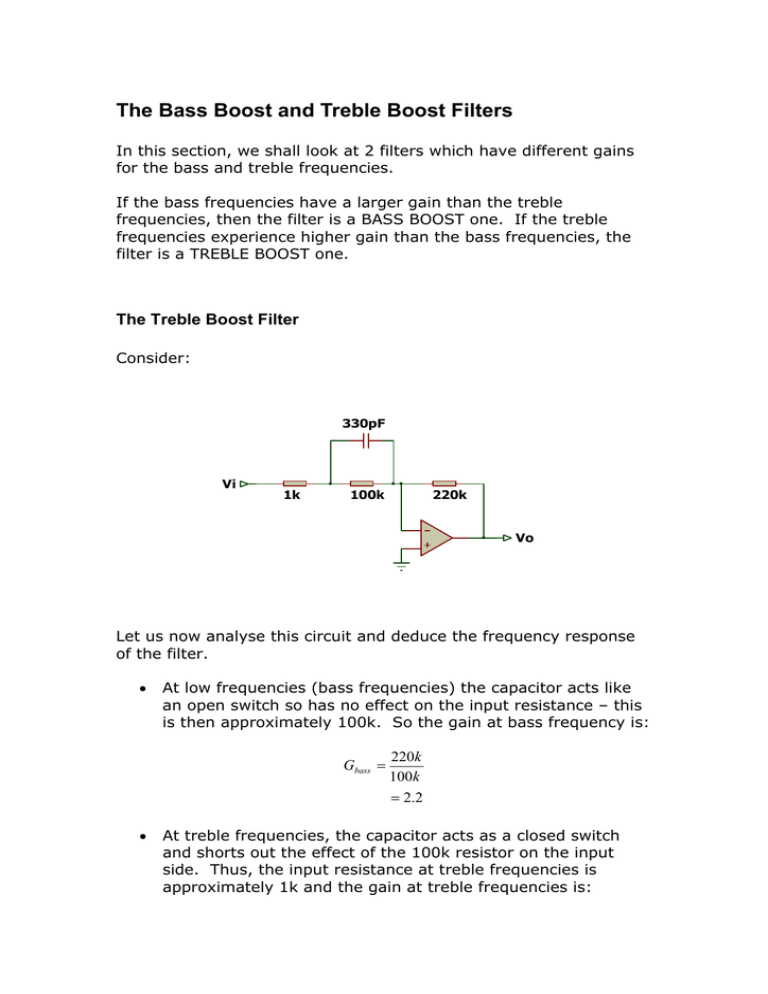 Bass & Treble Boost Filters: Circuit Analysis & Frequency Response