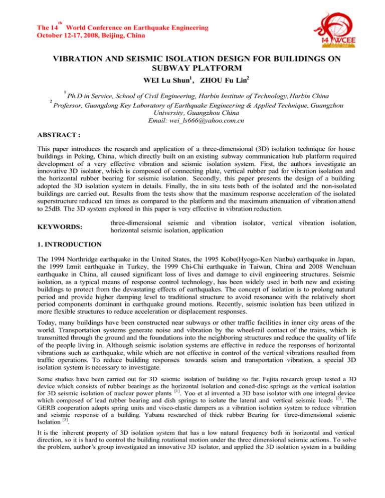 VIBRATION AND SEISMIC ISOLATION DESIGN FOR BUILIDINGS