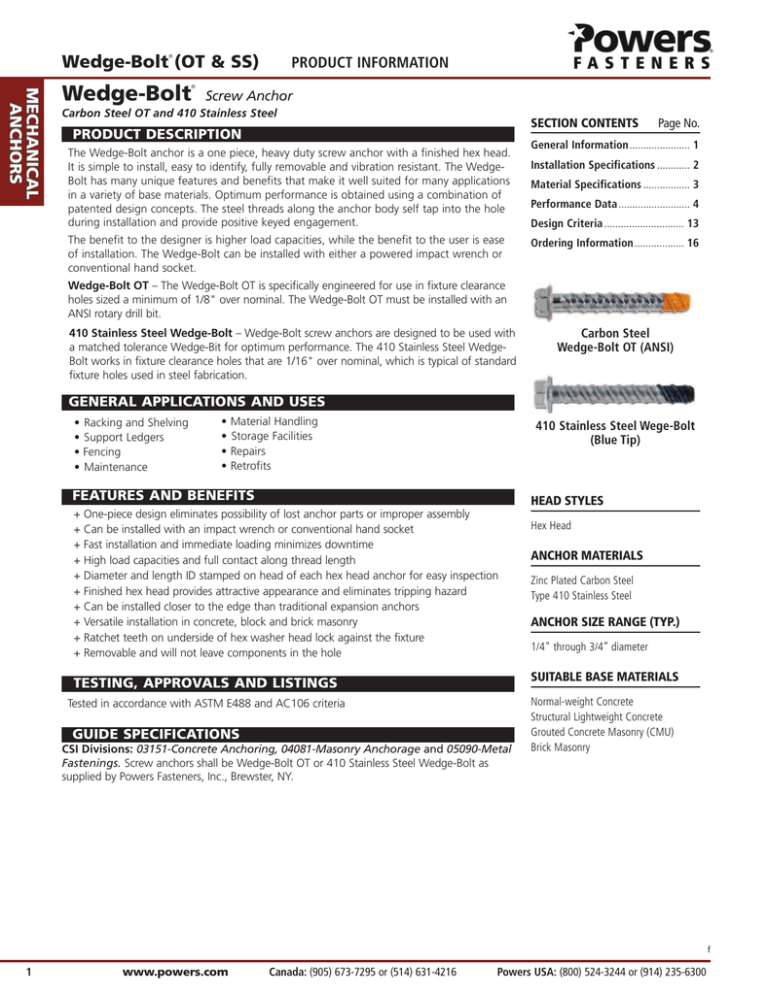 Wedge-Bolt - Powers Fasteners