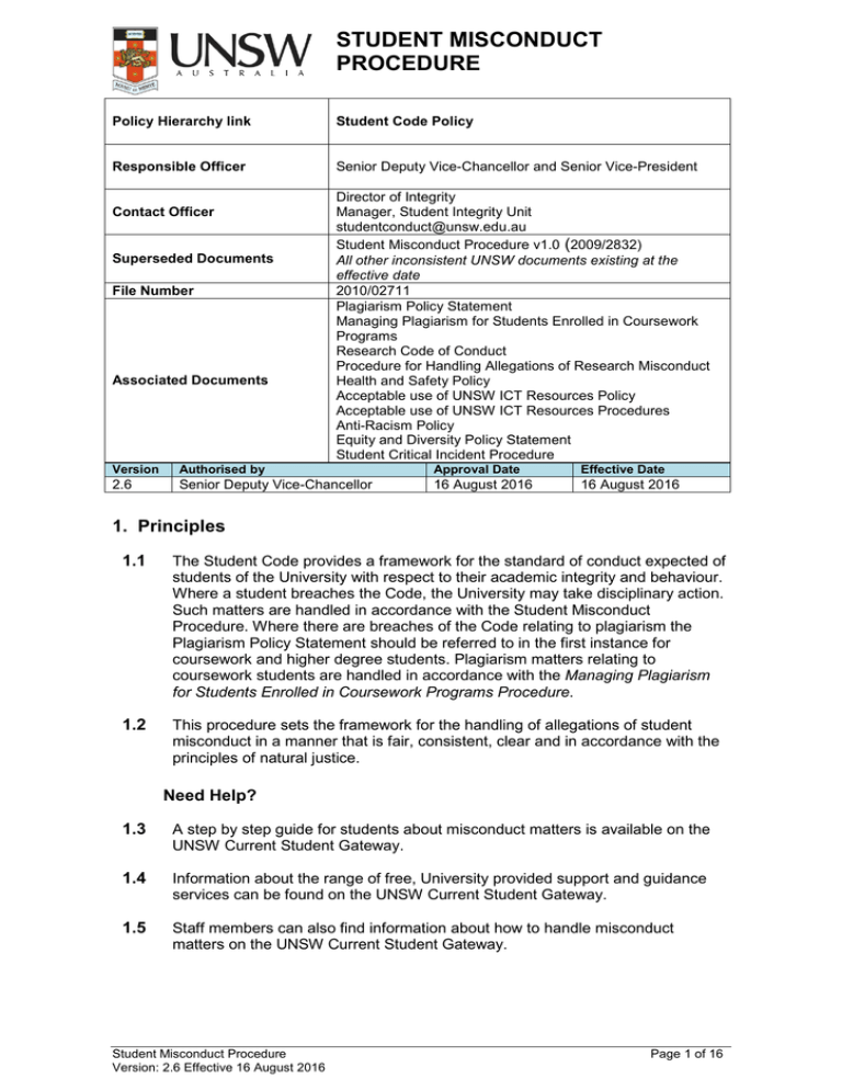 Student Misconduct Procedure