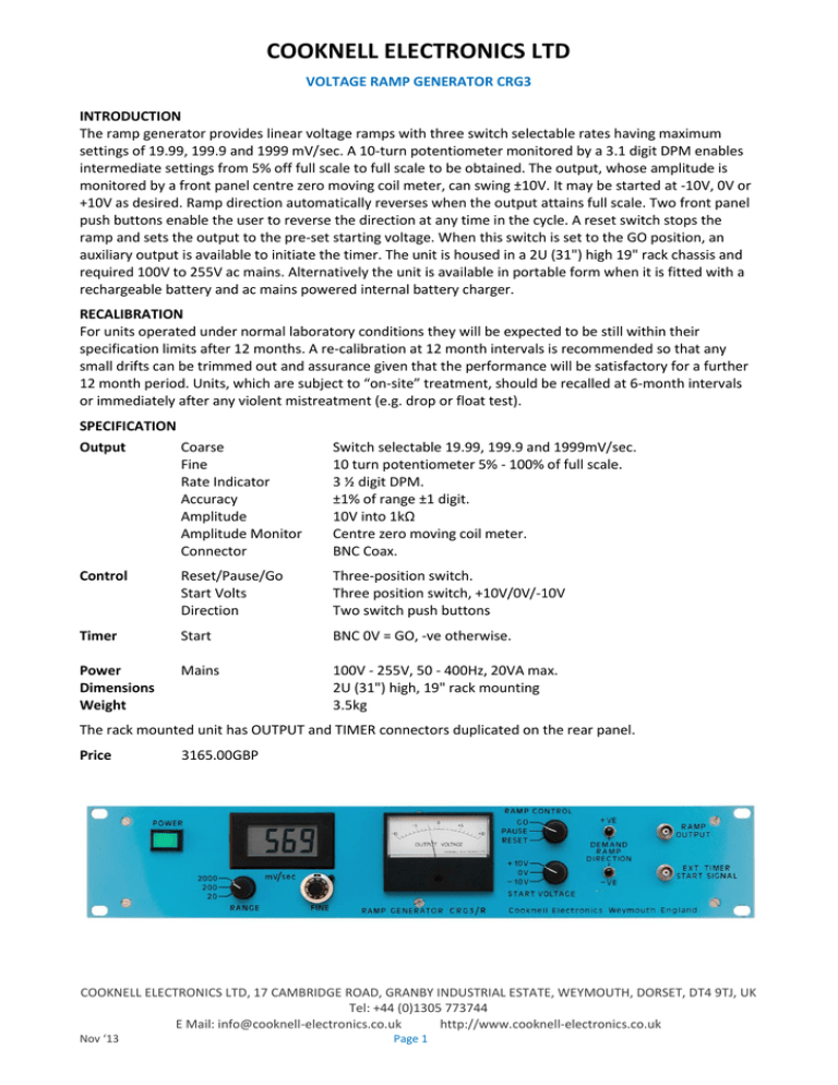 Voltage Ramp Generator Voltage Ramp Generator