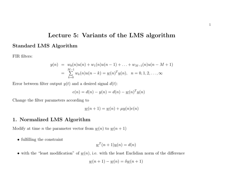 LMS Algorithm Variants: Normalized, Sign, Variable Step