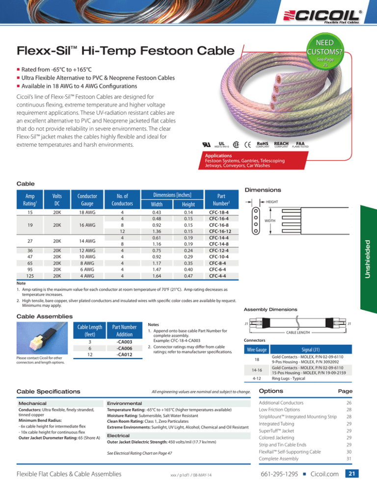 Flexx-Sil™ Hi-Temp Festoon Cable