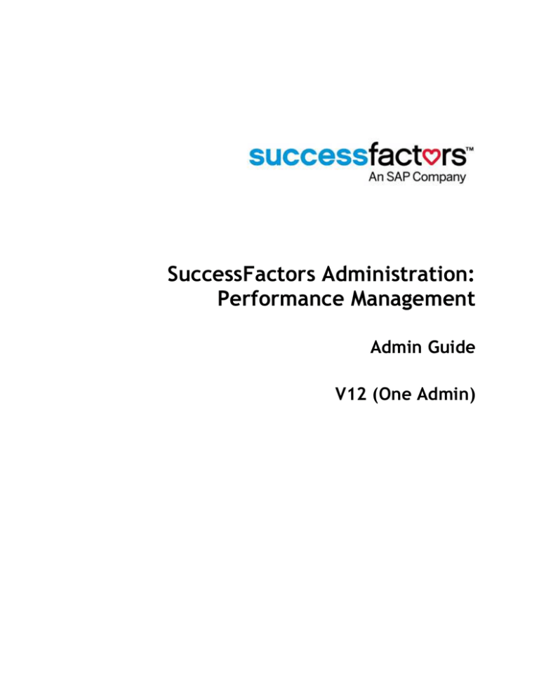SuccessFactors Performance Management Admin Guide