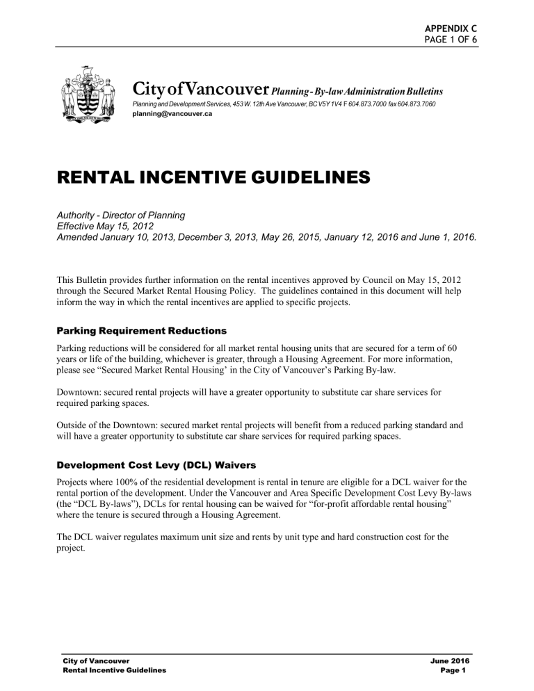 Rental Incentive Guidelines