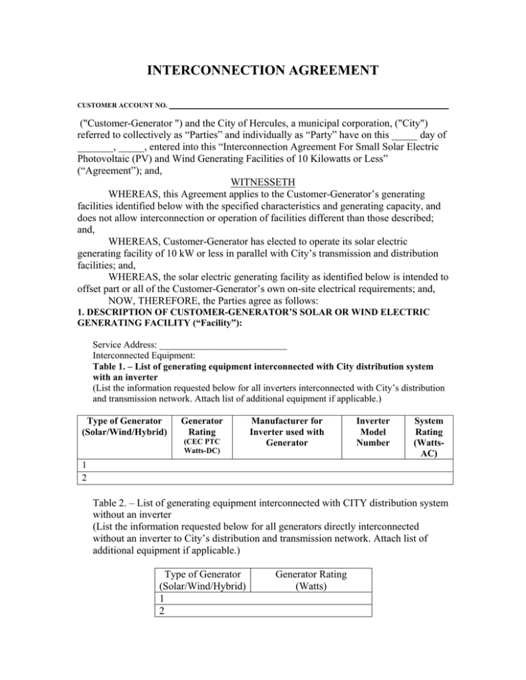 interconnection agreement