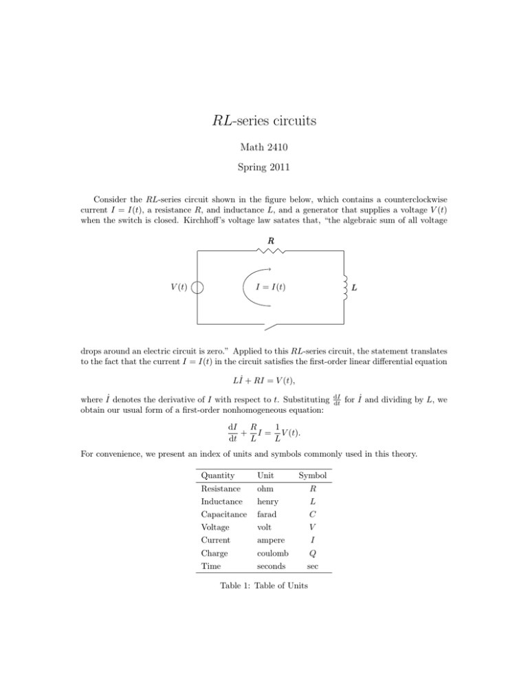 RL-Series Circuits: Differential Equations & Solutions