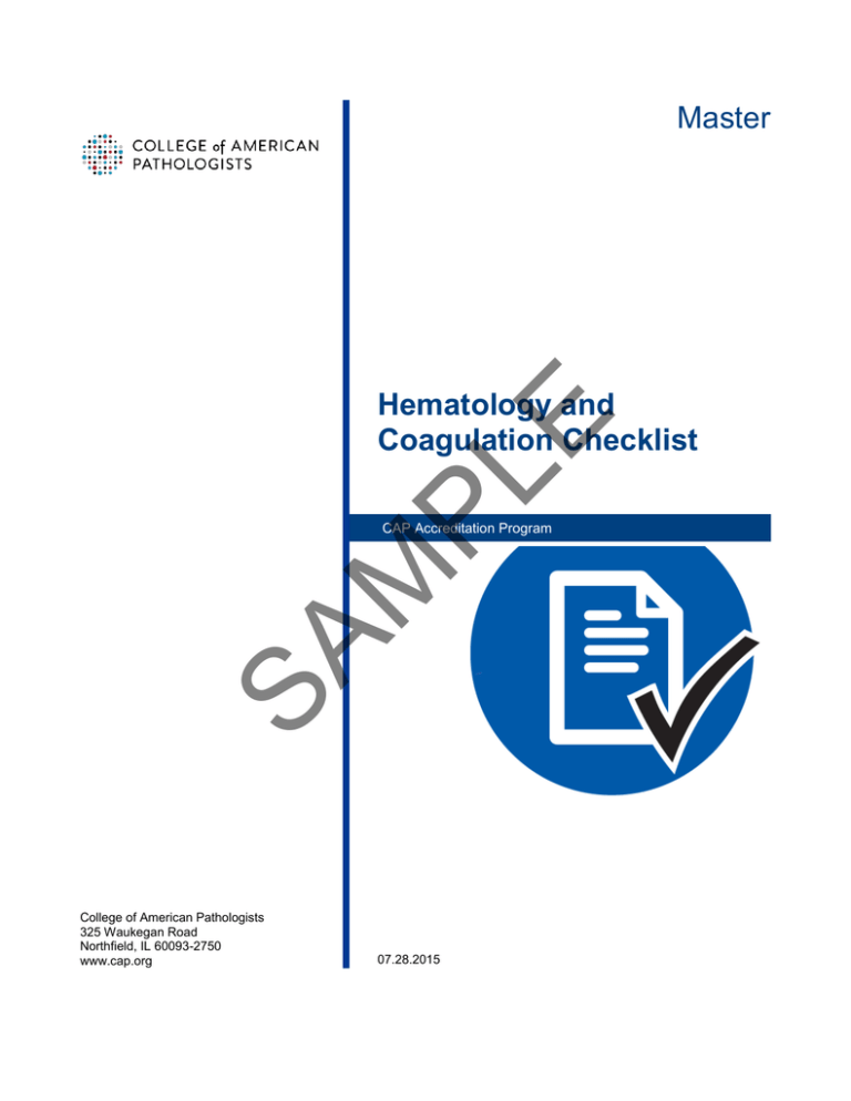 Sample Checklist - College of American Pathologists