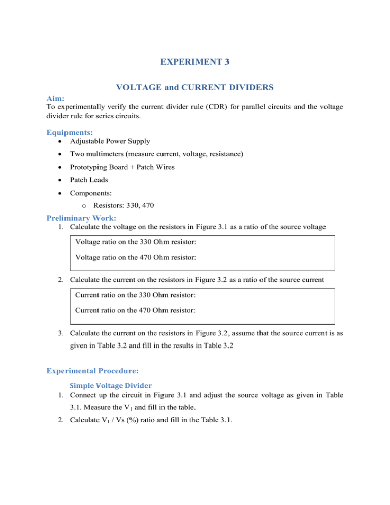 Voltage & Current Divider Experiment: Lab Verification